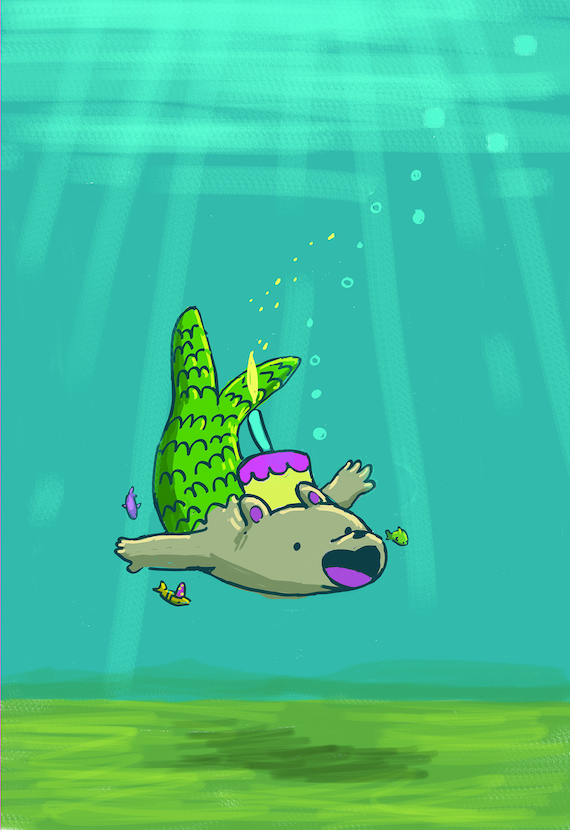 Merbear Happy Birthday Greeting Card | Etsy