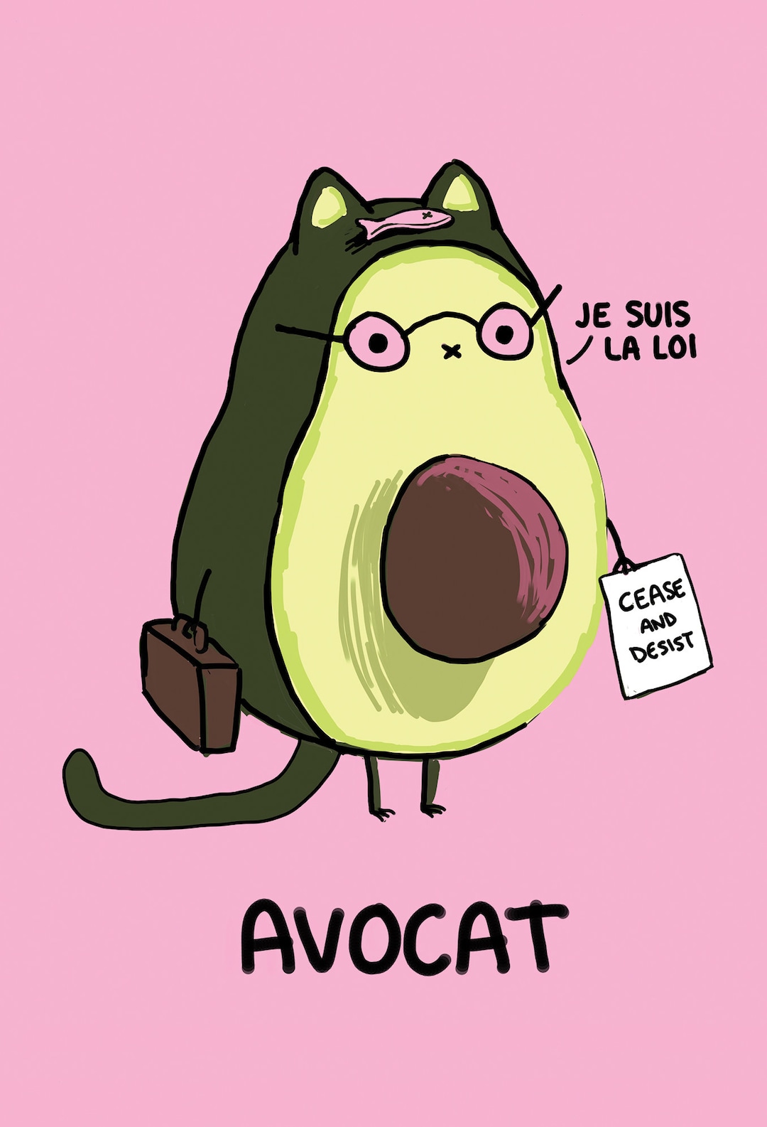 Avocat French Avocado Cat Lawyer Pun Greeting Card - Etsy