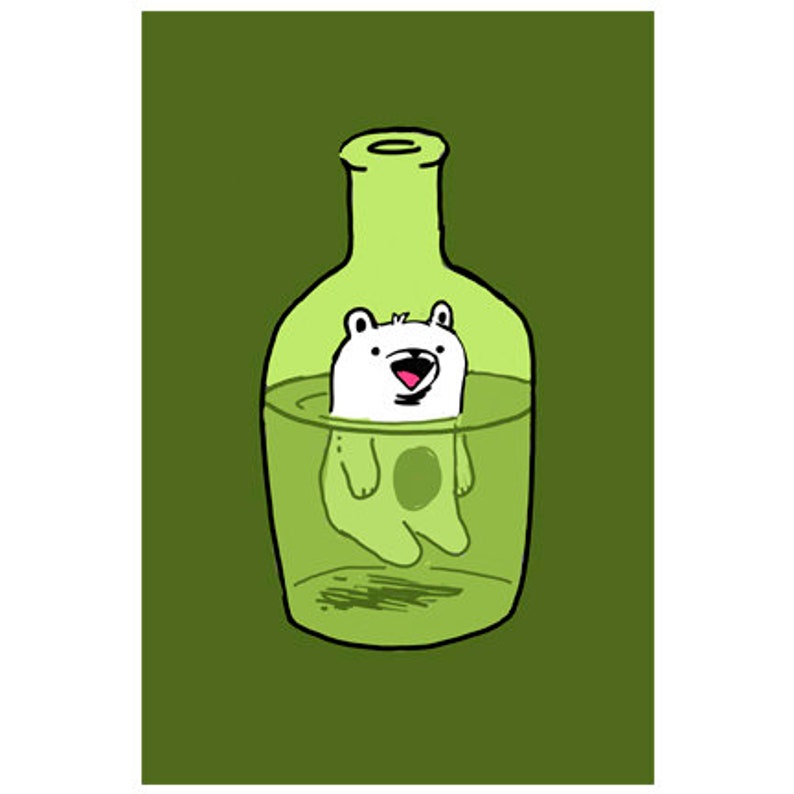 Drunky Bear in a Bottle Handmade Magnet - Cute Kawaii - Natural Drunky ...