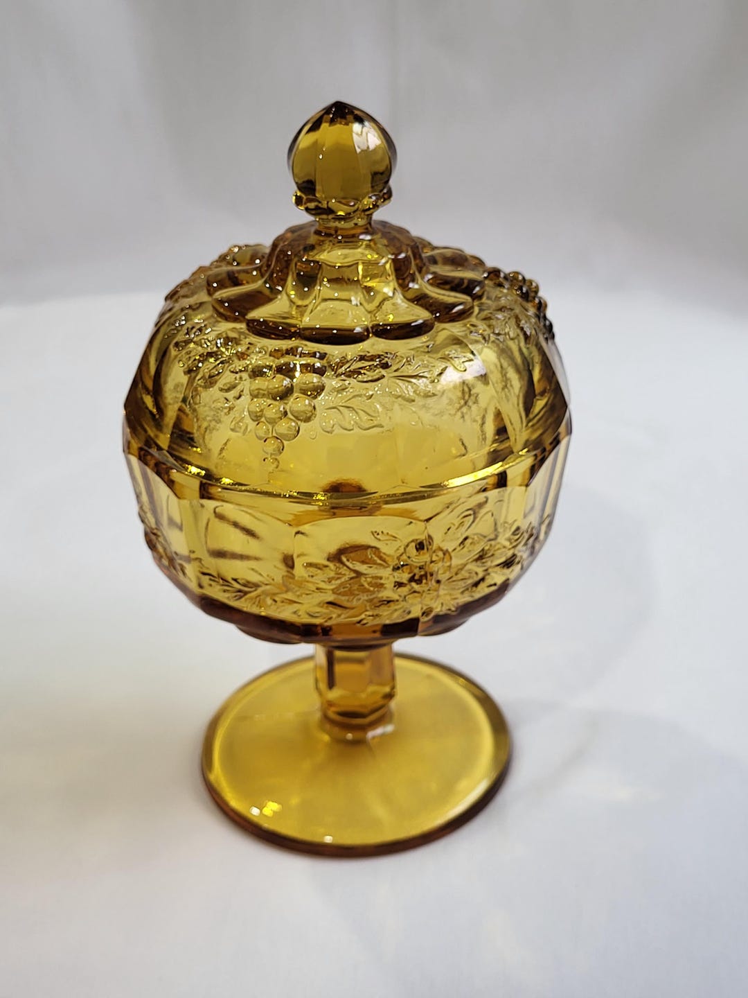 Amber Glass Candy Dish With Lid - Etsy
