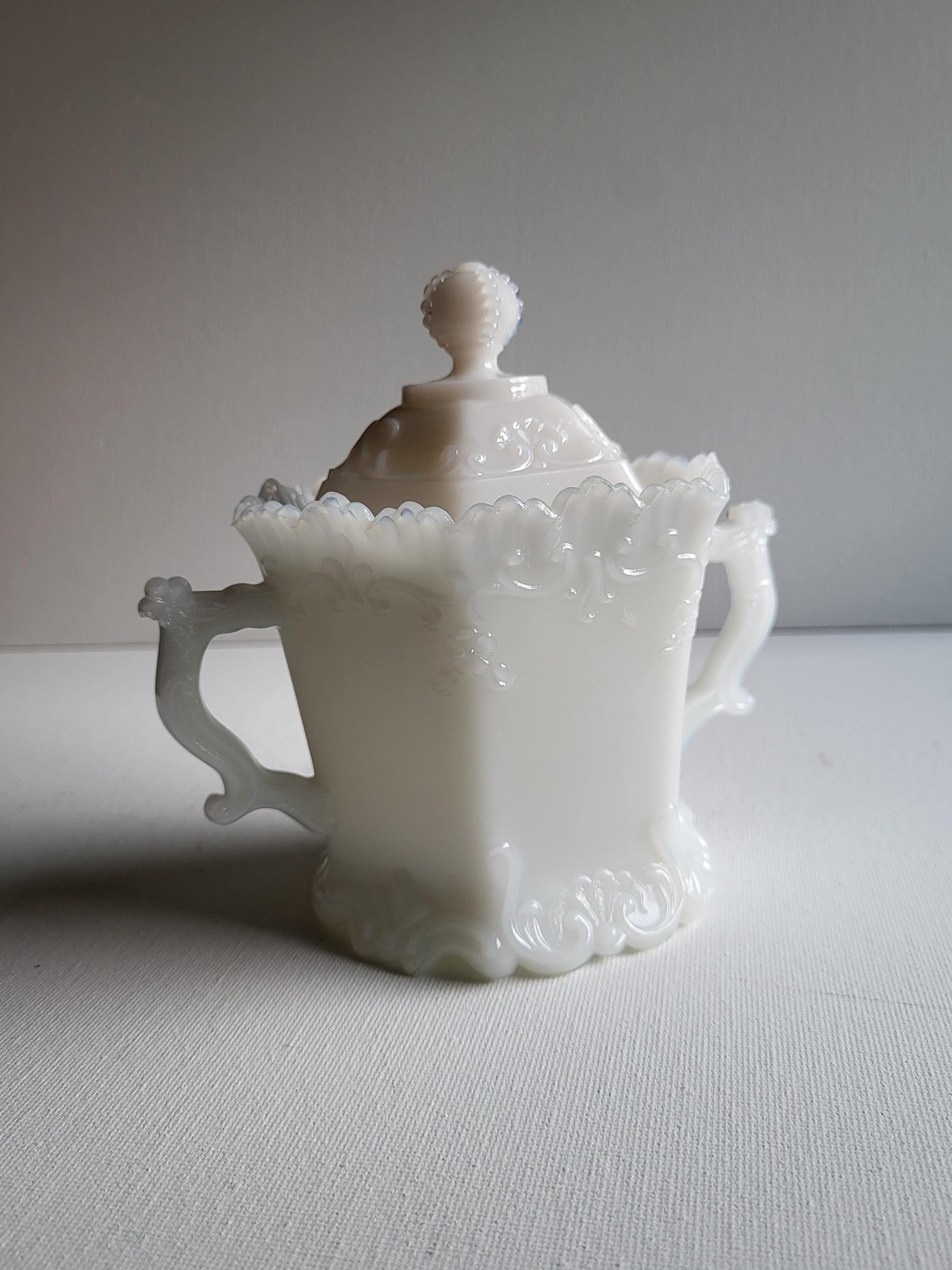 Westmoreland Opaline Milk Glass Lidded Sugar Bowl - Etsy