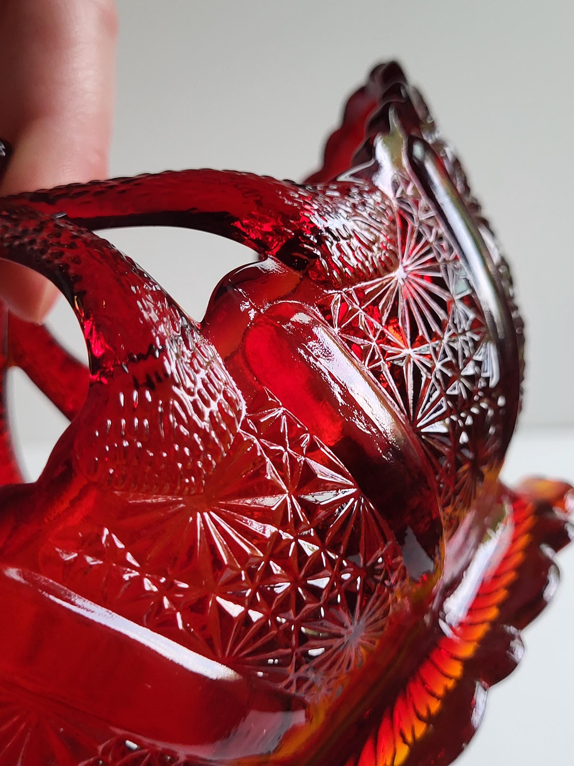 Fenton Red Daisy and Button Basket. CADMIUM GLOW - Etsy