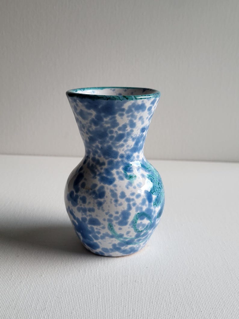 Italian Blue Ceramic Small Vase - Etsy