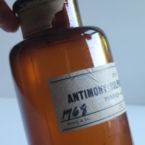 Vintage Apothecary Bottle Antimony Sulphide Merck - Etsy