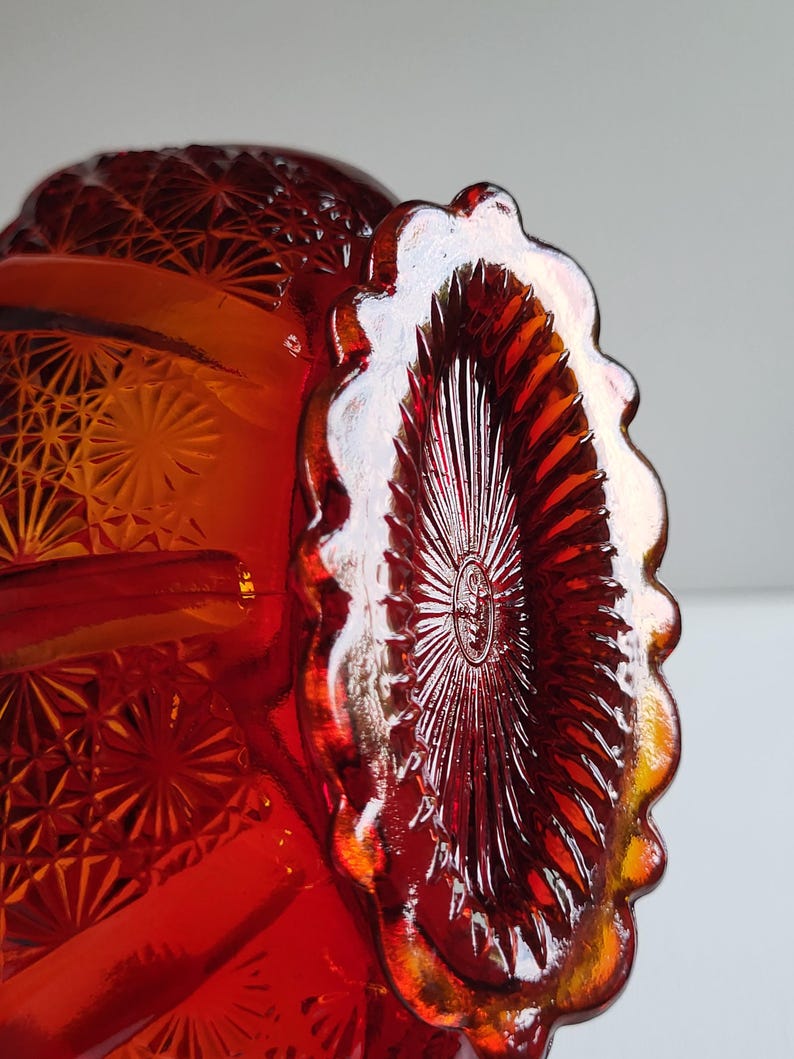 Fenton Red Daisy and Button Basket. CADMIUM GLOW - Etsy