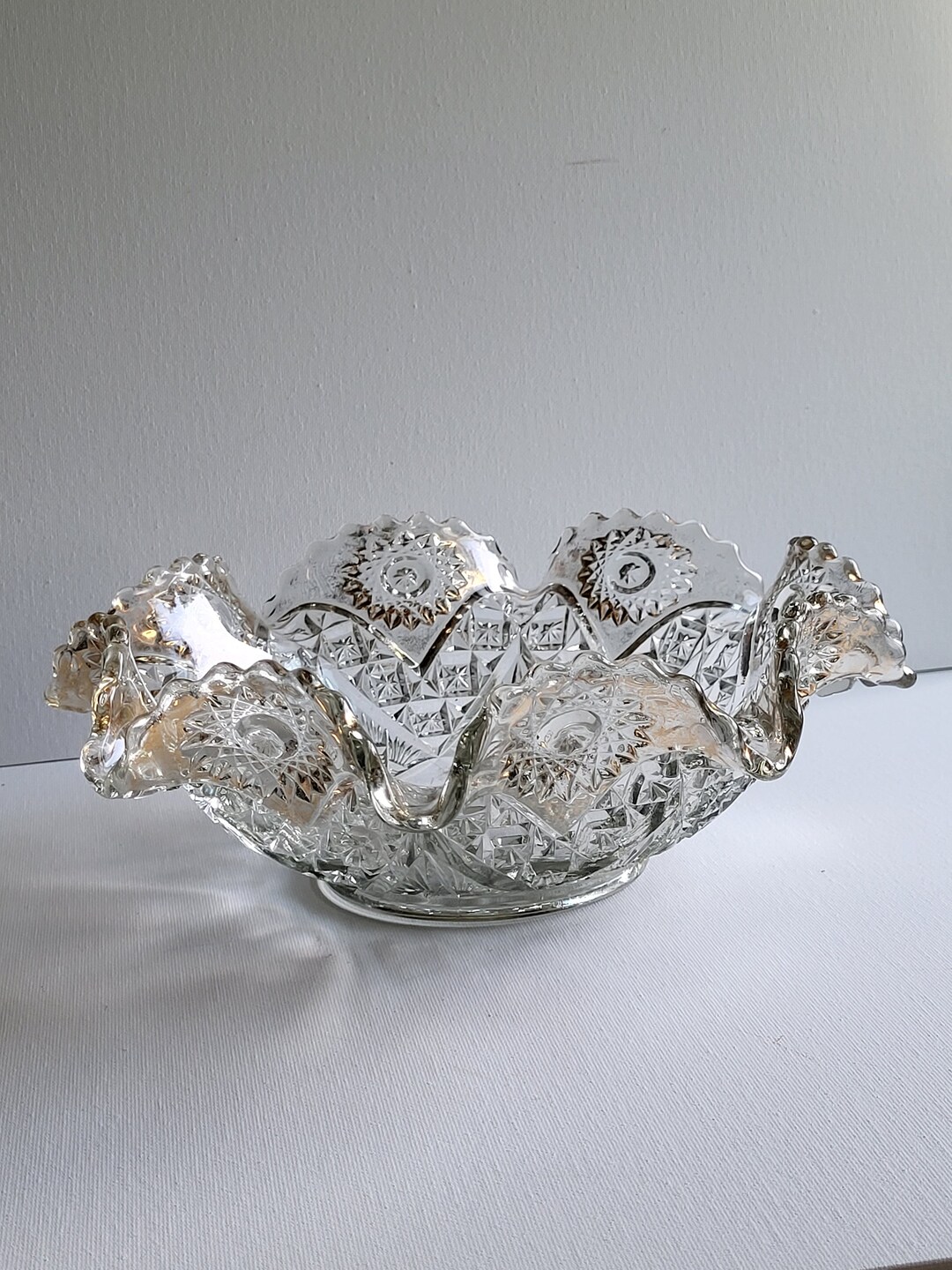 Clear Glass With Gold Edge Fruit Bowl - Etsy