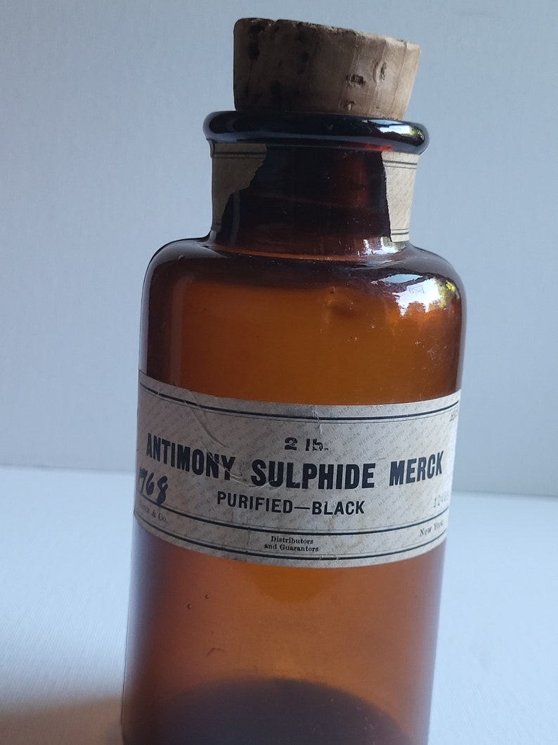 Vintage Apothecary Bottle Antimony Sulphide Merck - Etsy