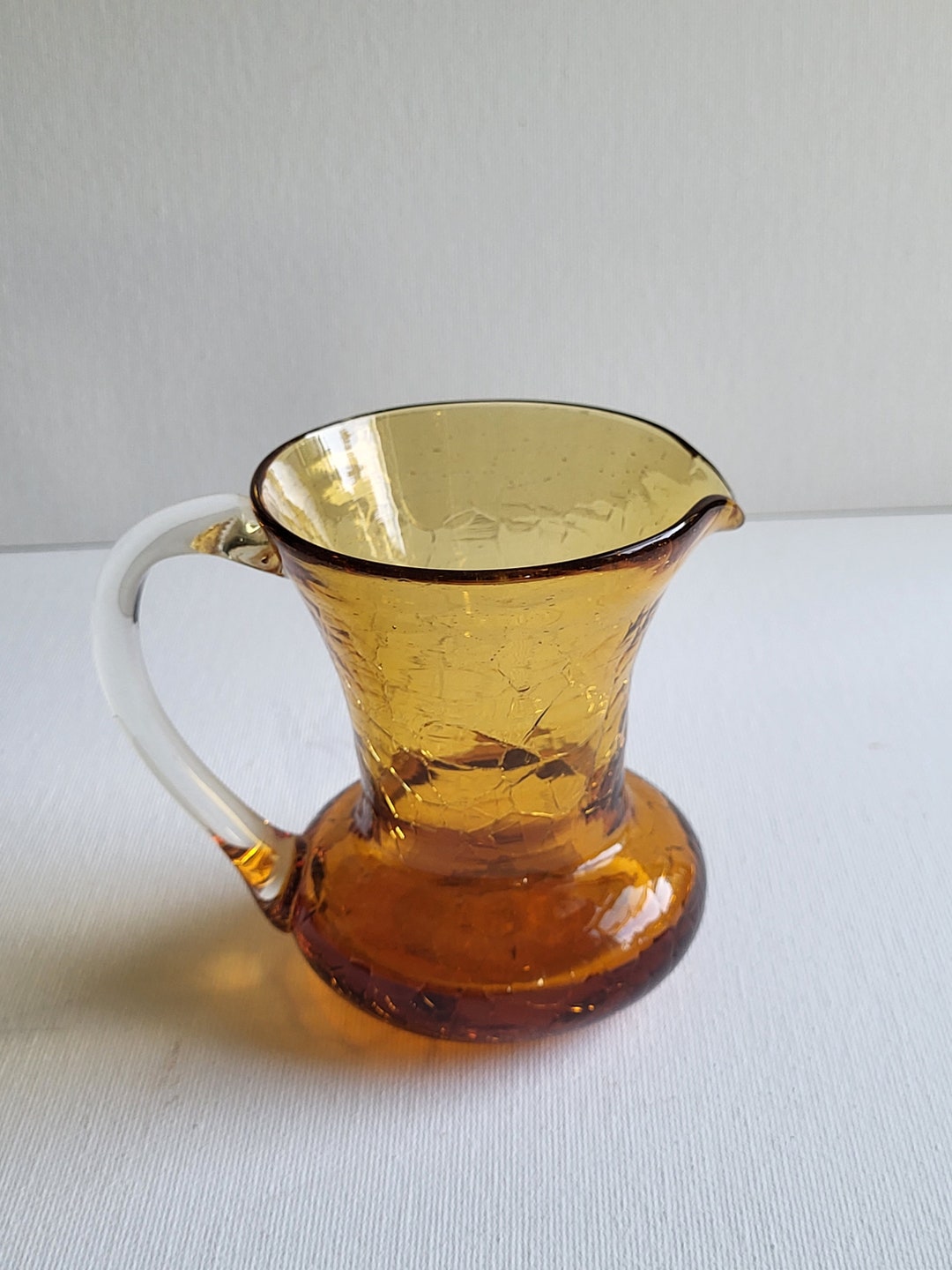 Amber Crackle Glass Mini Pitcher or Creamer - Etsy