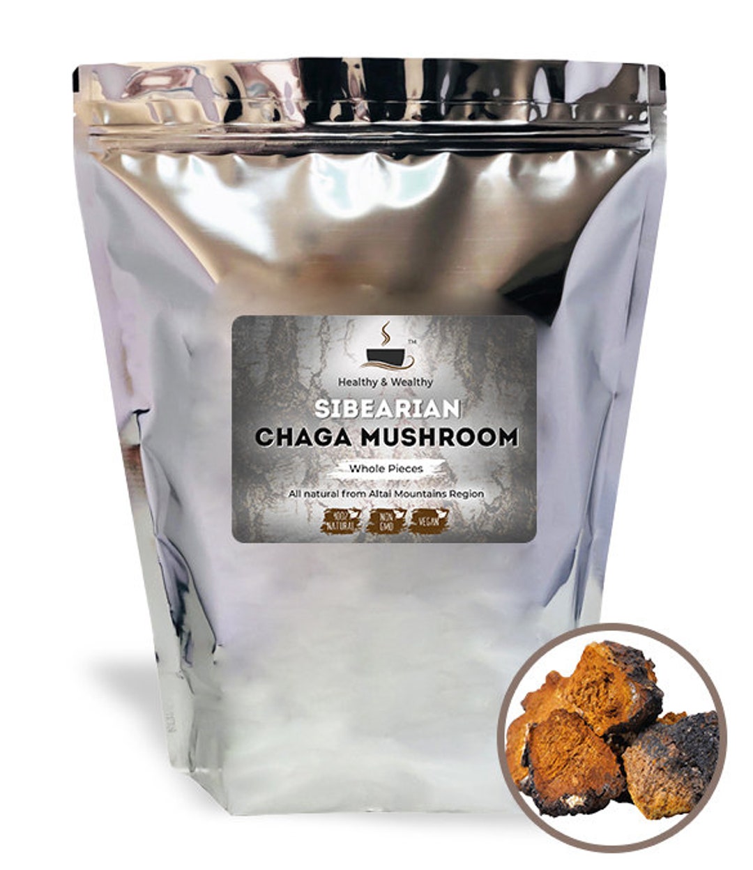 Siberian Chaga Mushroom Chunks 2.2 LB (1kg) Wild Harvested From Altai ...