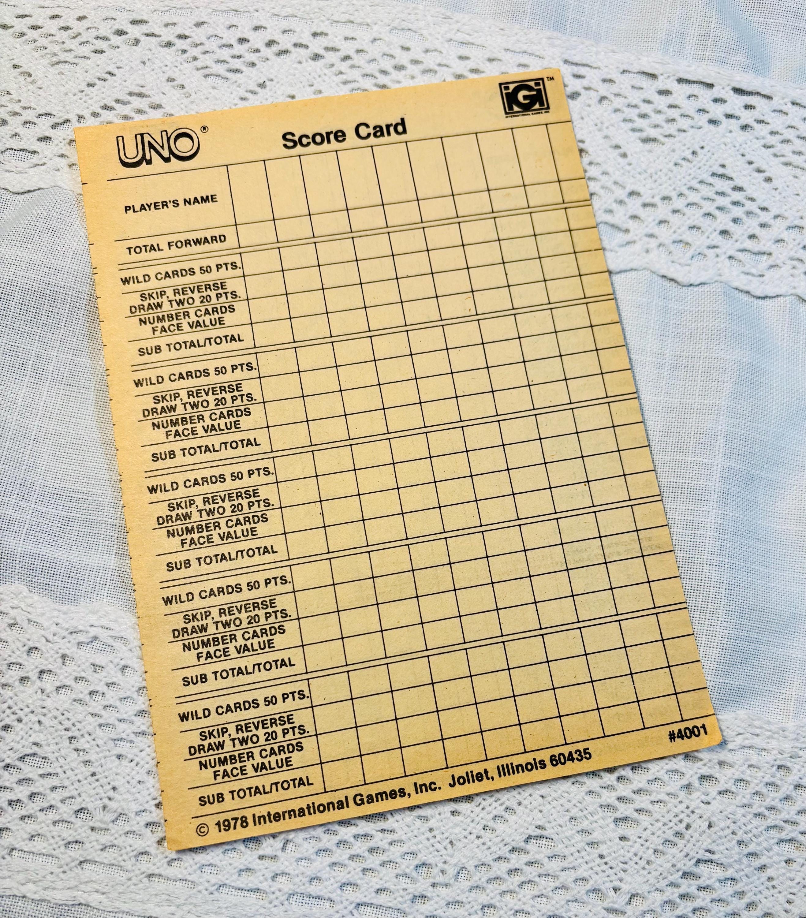 Vintage Uno Score Sheets- Pack of 7 Sheets - Etsy