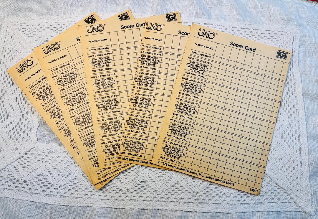 Vintage Uno Score Sheets- Pack of 7 Sheets - Etsy
