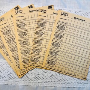 Vintage Uno Score Sheets- Pack of 7 Sheets - Etsy