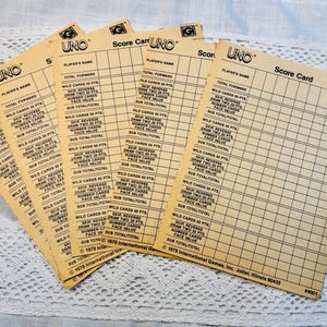 Vintage Uno Score Sheets- Pack of 7 Sheets - Etsy