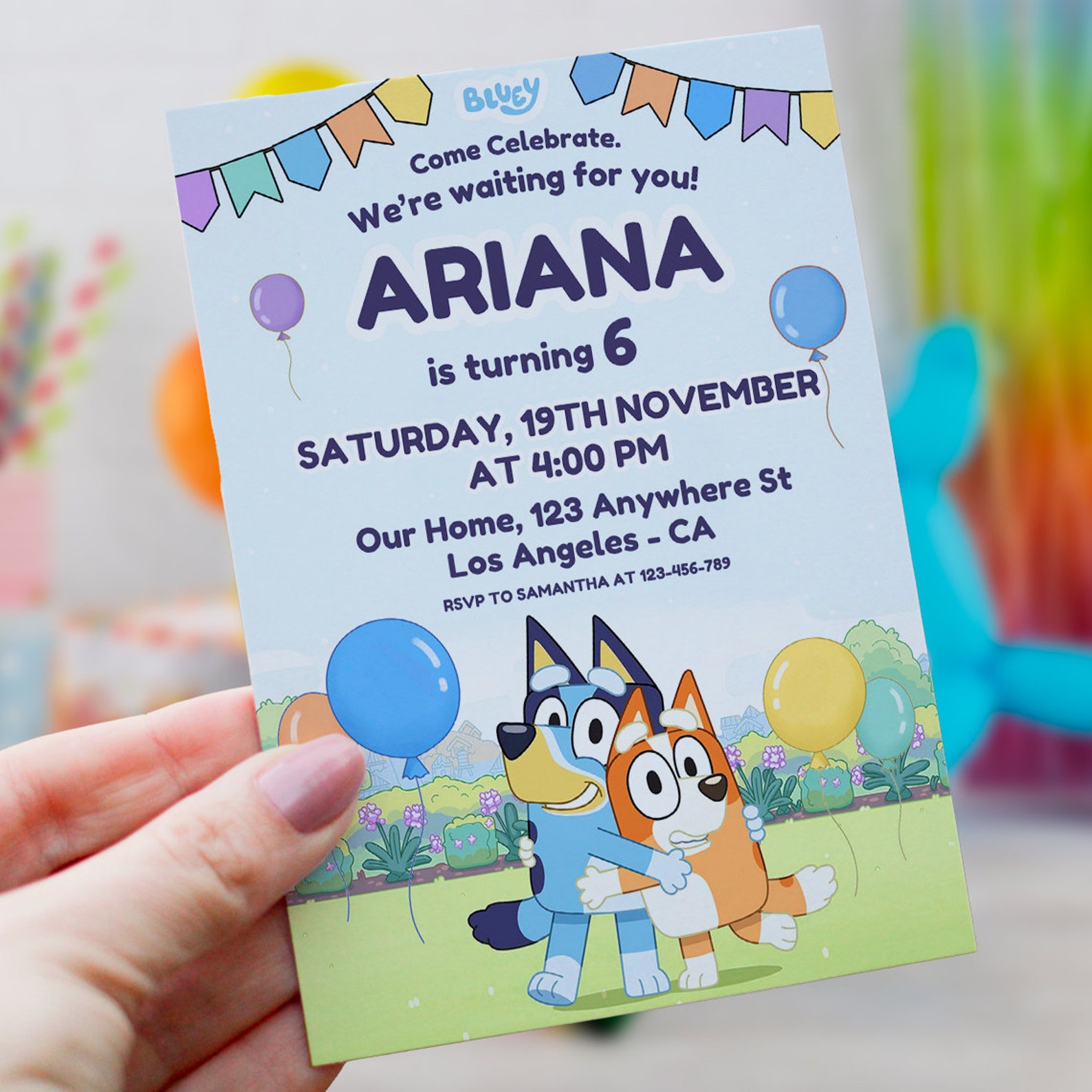 Bluey Invitation Kids Template Bluey Invite Party Digital Invitation ...