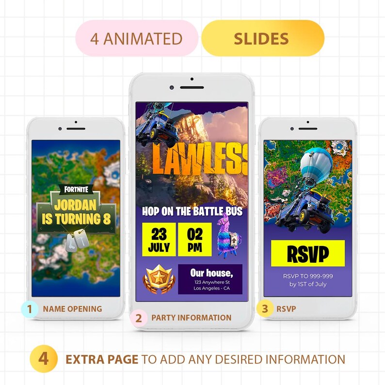 Fortnites Invitation Birthday Invite Animated Battle Royale Fortnight ...