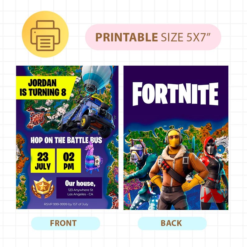 Fortnites Invitation Birthday Invite Animated Battle Royale Fortnight ...