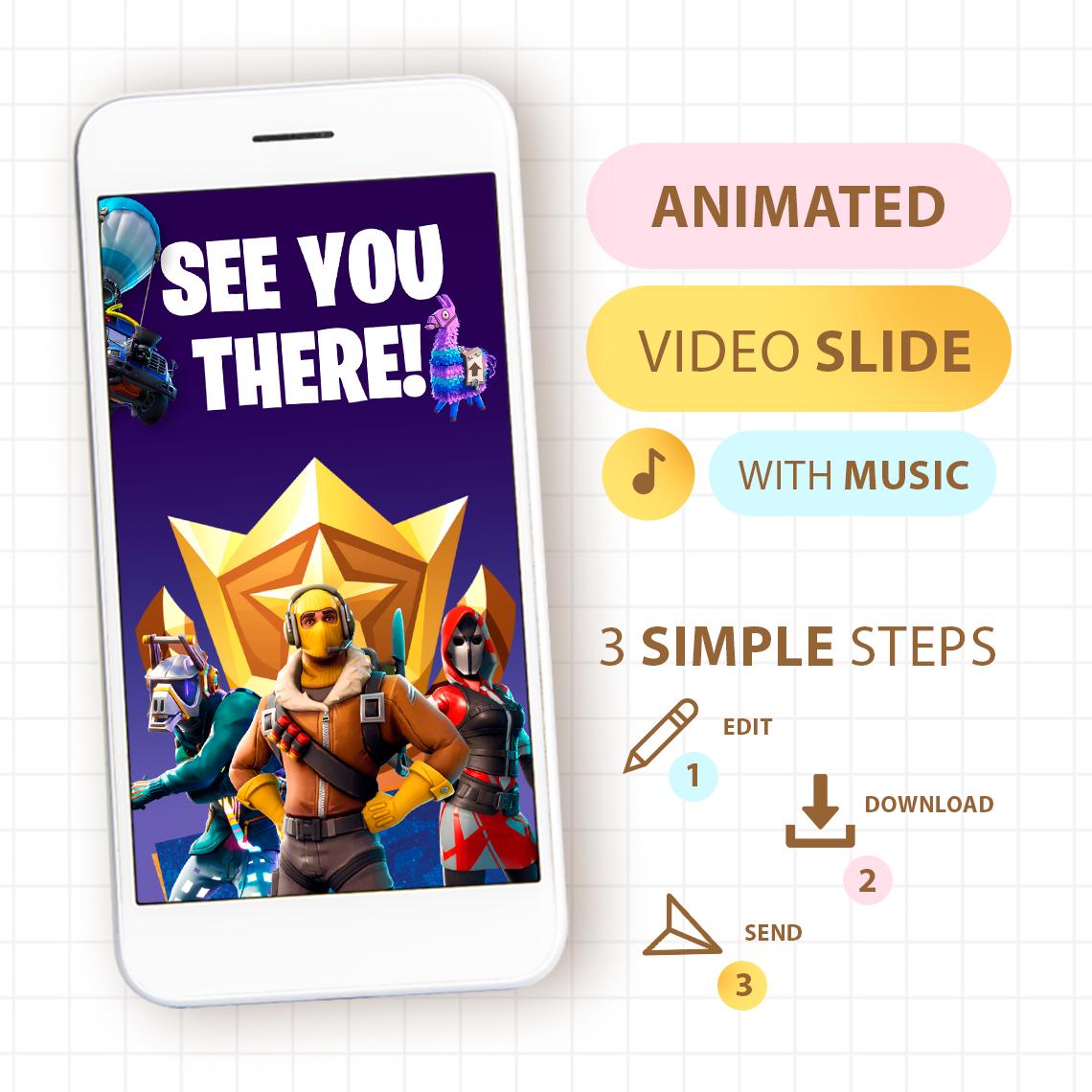 Fortnites Invitation Birthday Invite Animated Battle Royale Fortnight ...