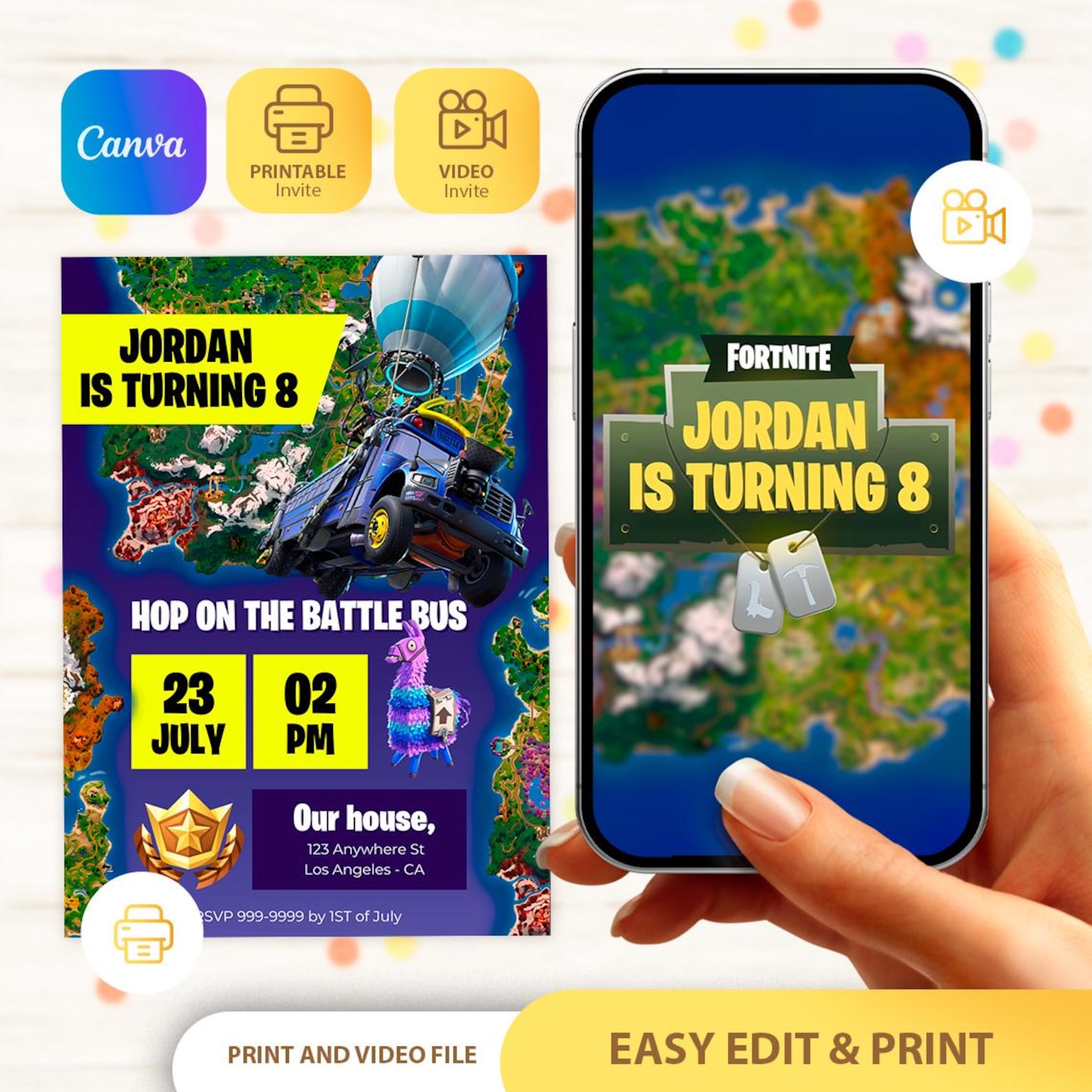 Fortnites Invitation Birthday Invite Animated Battle Royale Fortnight ...