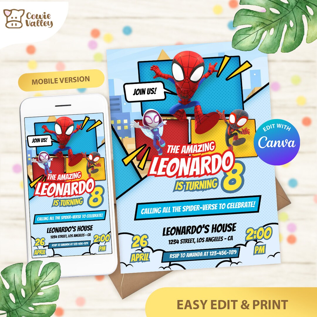 Spidey Invitation Party Invite Spidey and His Amazing Friends ...