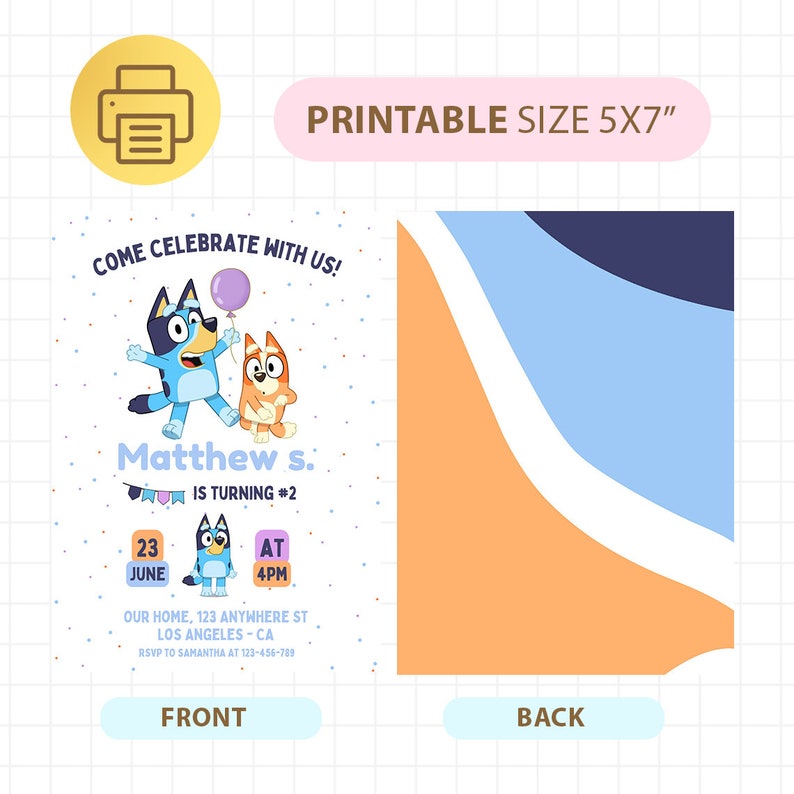 Bluey Invitation Kids Template Bluey Invite Party Digital Invitation ...