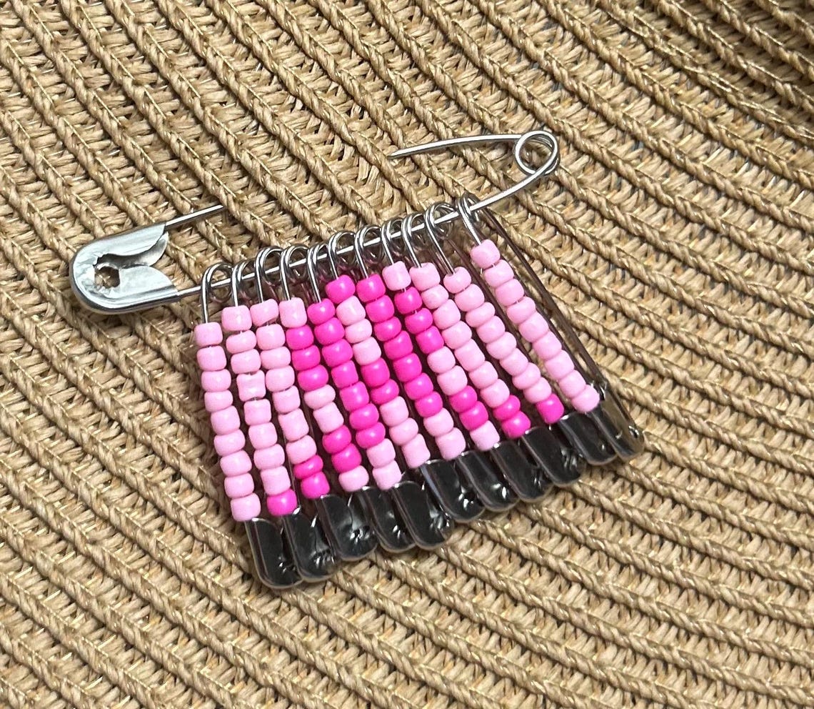 Breast Cancer Awareness Ribbon Safety Pin Art - Etsy
