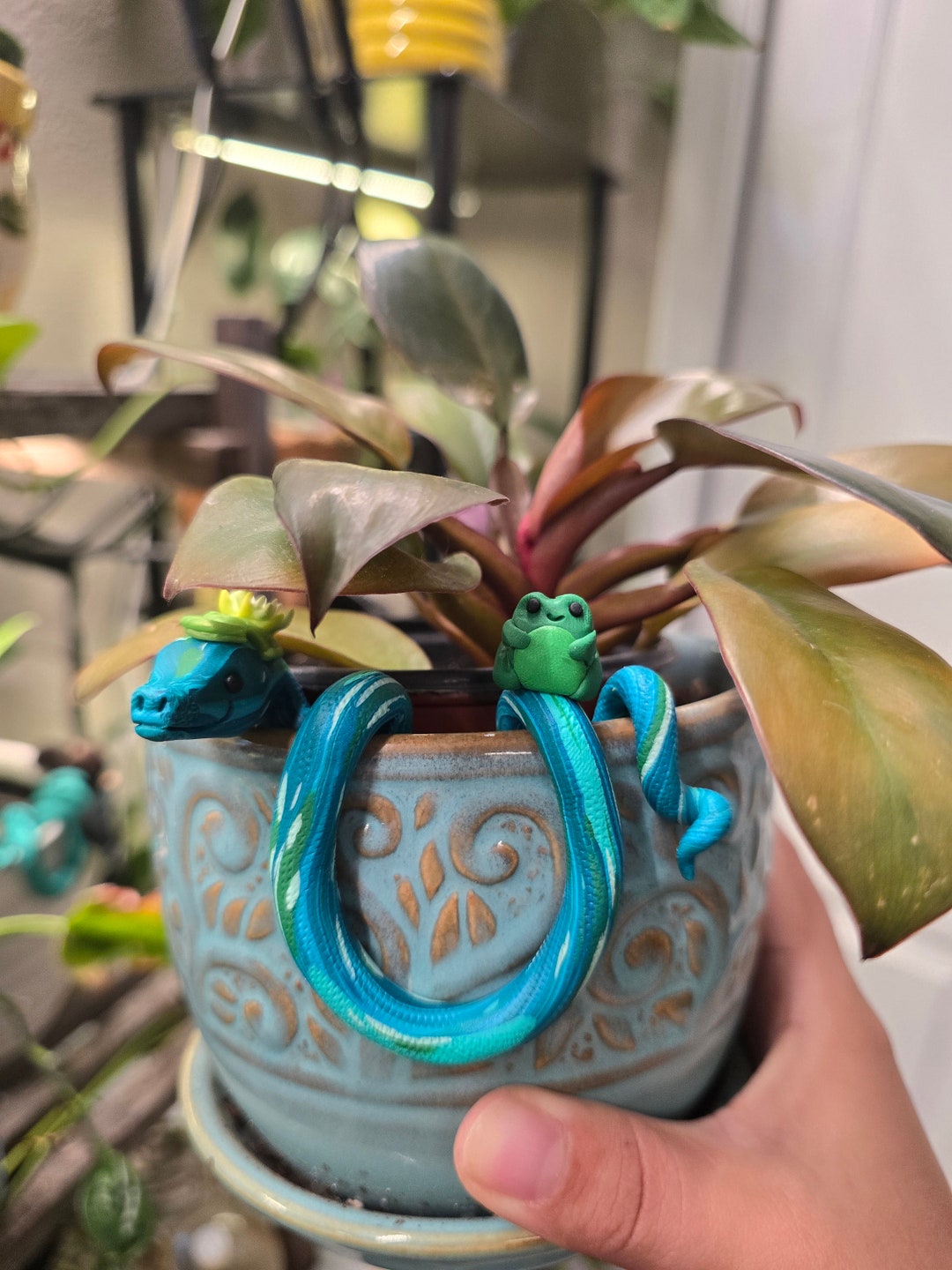 Lilypad Swamp Frog Teal Snake Plant Pot Hanger - Etsy