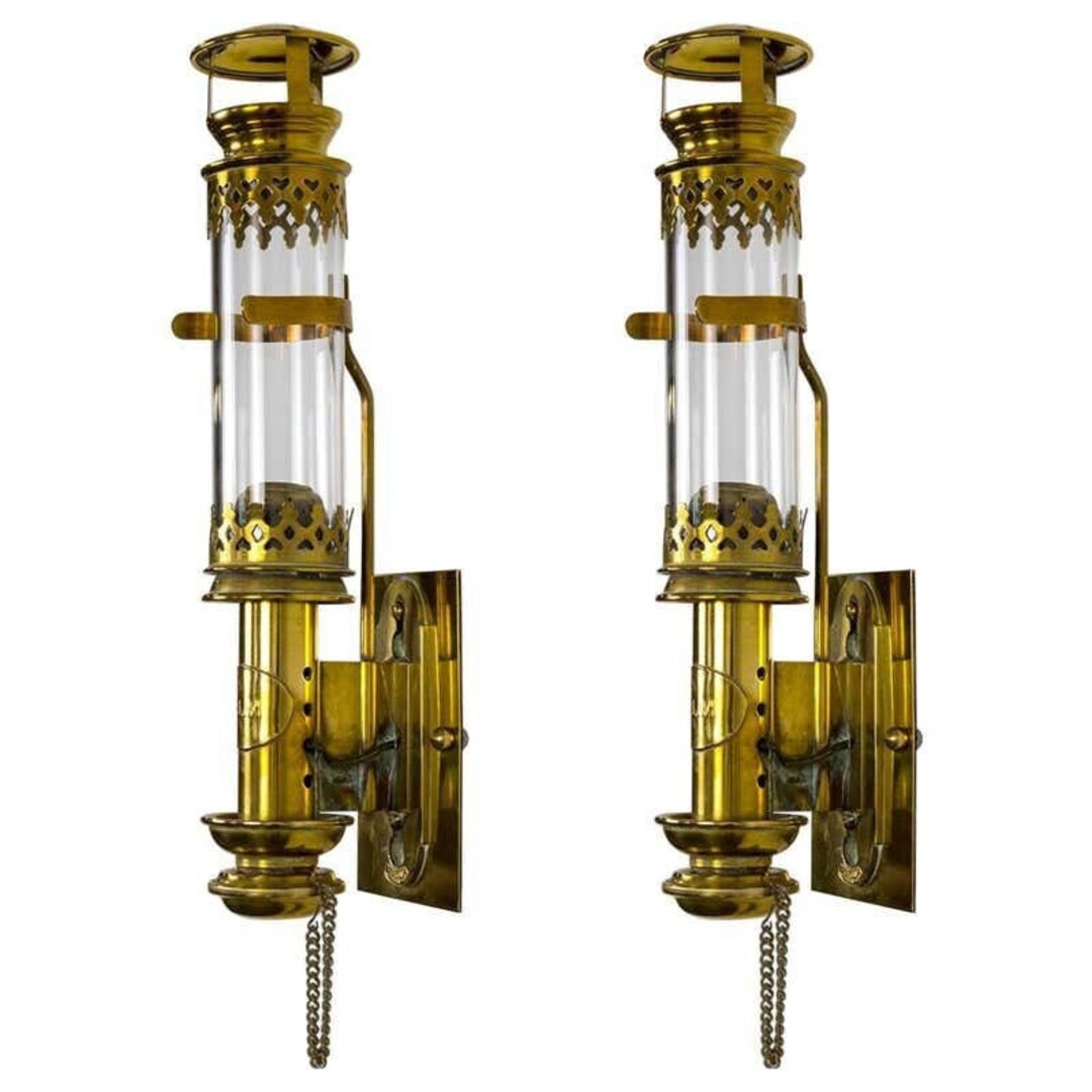 Original Circa 1900 PLM Brass Railroad Car Lamps converted to Electric ...
