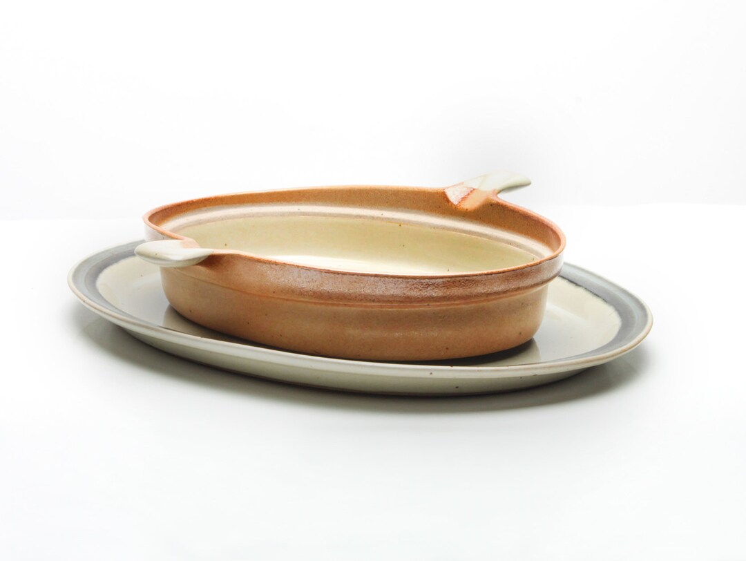 Vintage Oval Dish Plate and Casserole Sial Hors Serie Art Pottery Rust ...