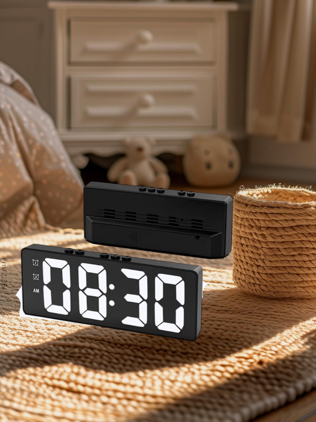 LED Mirror Table Clock Digital Alarm & Snooze Display Time, Stylish ...