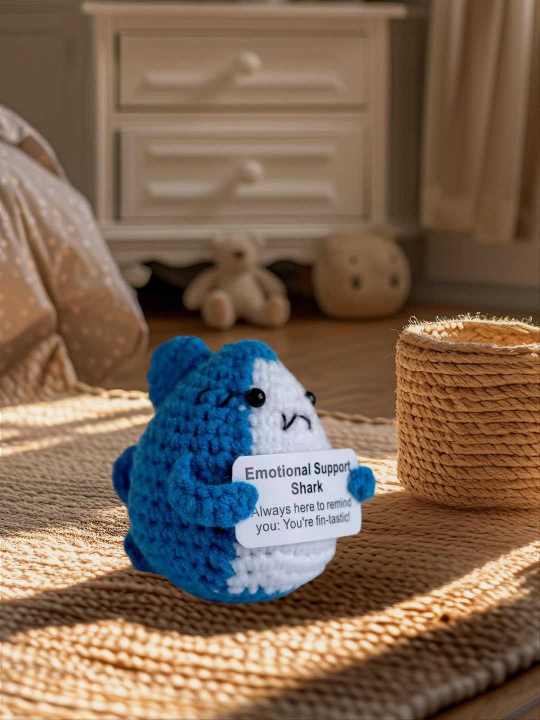 Positive Shark Duck Crochet Plush Cute Motivational Gift Handmade ...