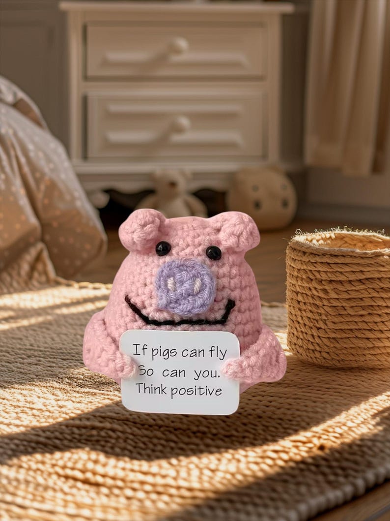 Positive Shark Duck Crochet Plush Cute Motivational Gift Handmade ...