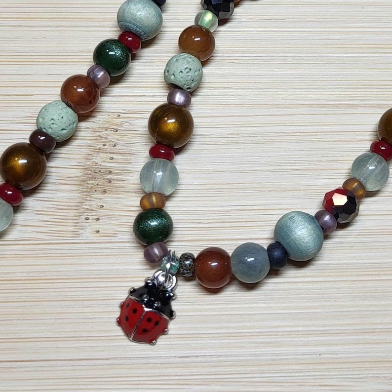 Ladybug Bracelet Nature Jewelry Ladybug Charm Bracelet Beaded Bracelet ...