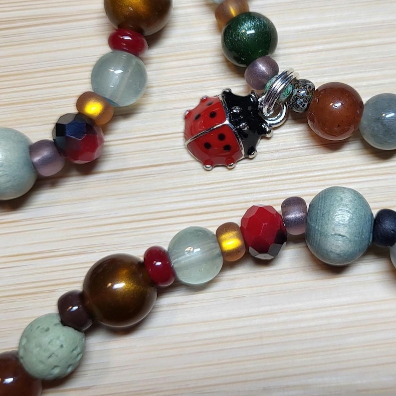 Ladybug Bracelet Nature Jewelry Ladybug Charm Bracelet Beaded Bracelet ...