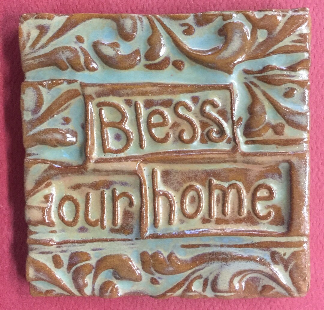 Bless Our Home Handmade Earthenware Tile by Tilesmile FREE SHIPPING - Etsy