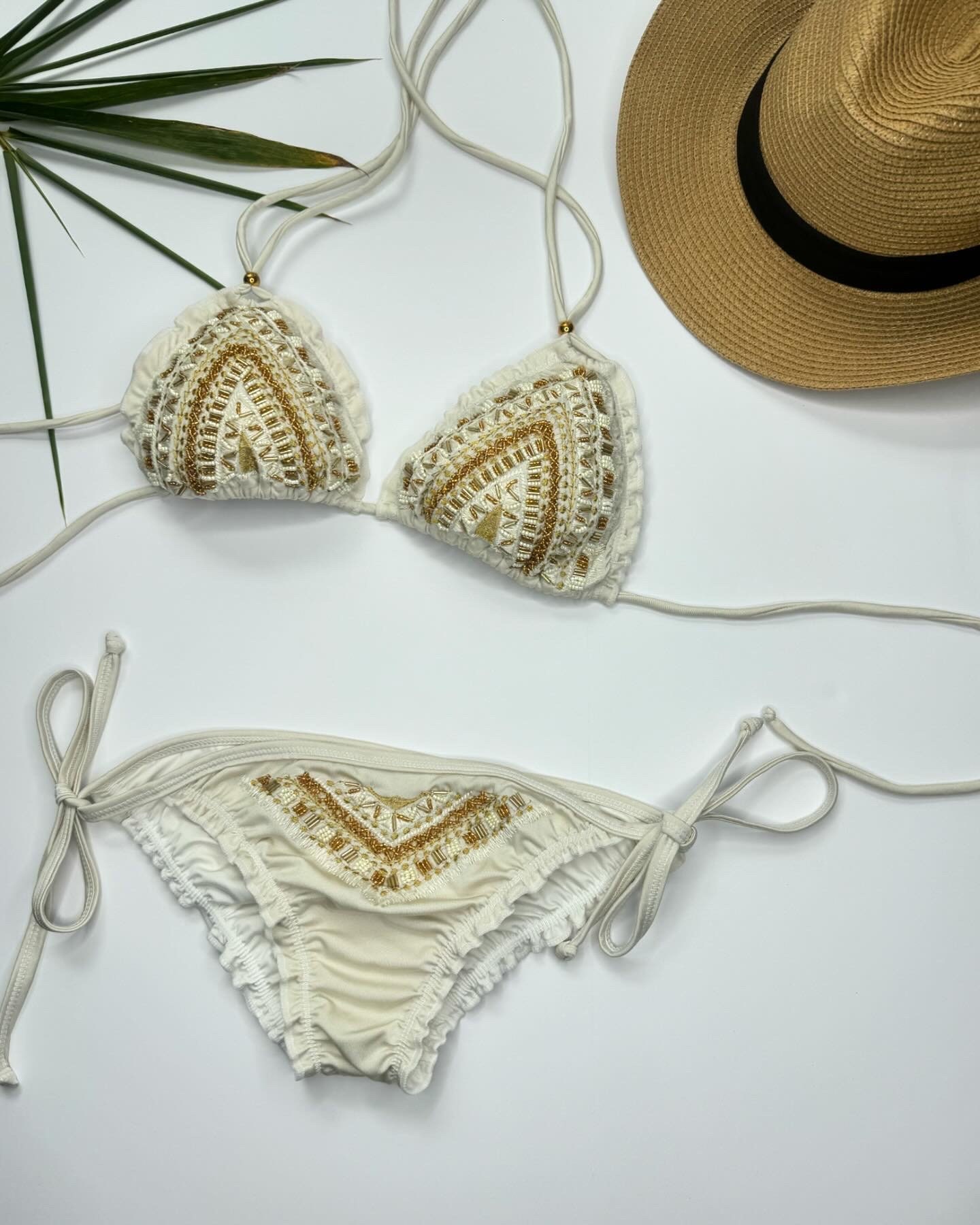 Two Piece Bikini Set- Triangle Top With Cheeky Side Tie Bikini Bottom ...