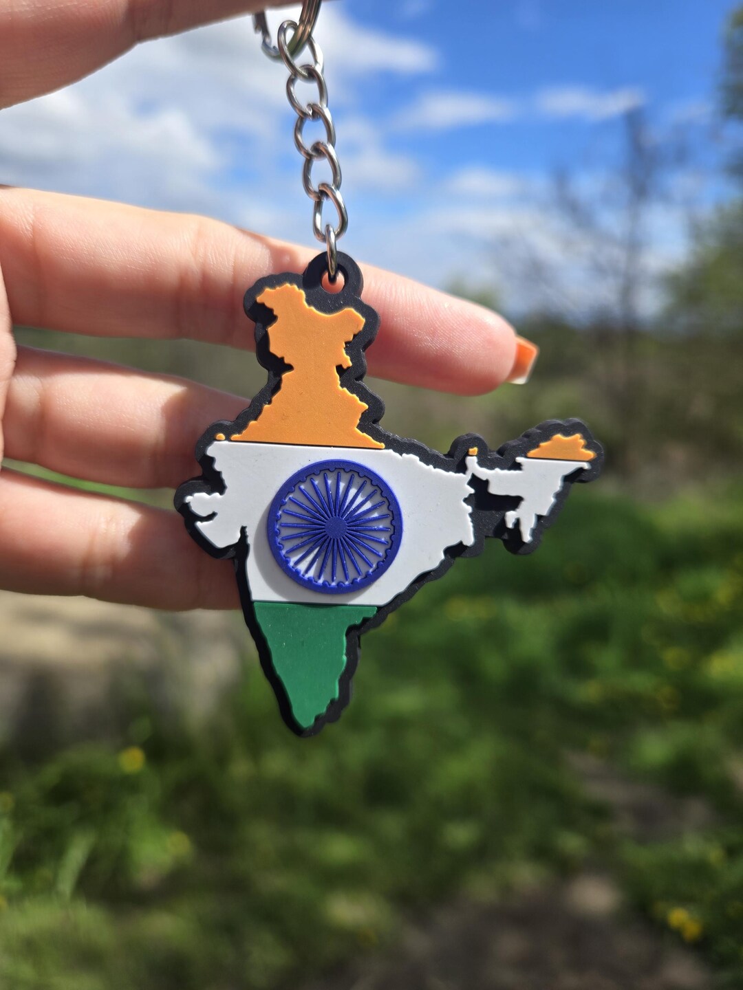India Map Key Fob – 2D Double-sided Flag Accessory | Indian Culture ...
