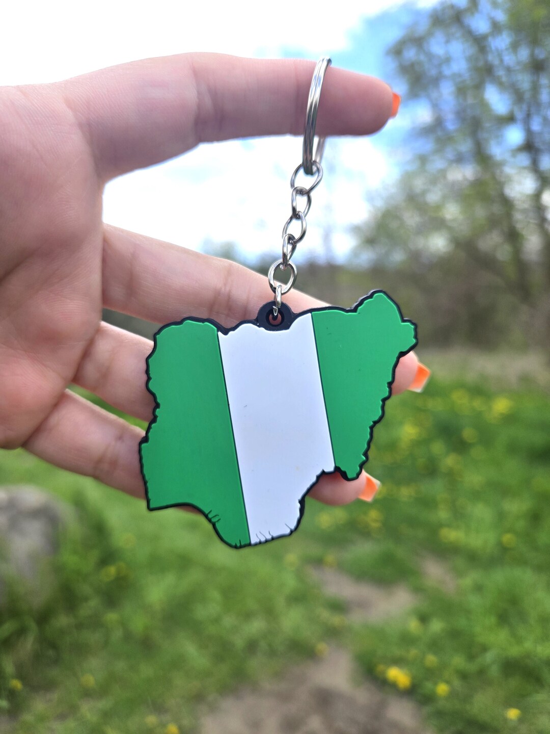 Nigeria Flag Keychains 2D Double Sided Vibrant Souvenir, Flag & Country ...