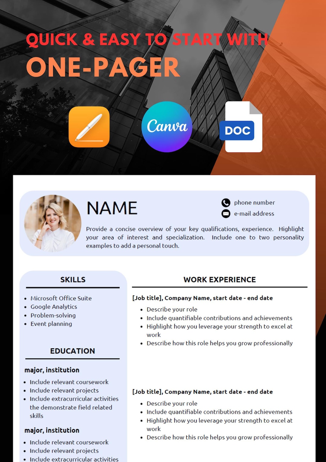 Editable Resume Template | Cv Template in Microsoft Word, Apple Pages ...
