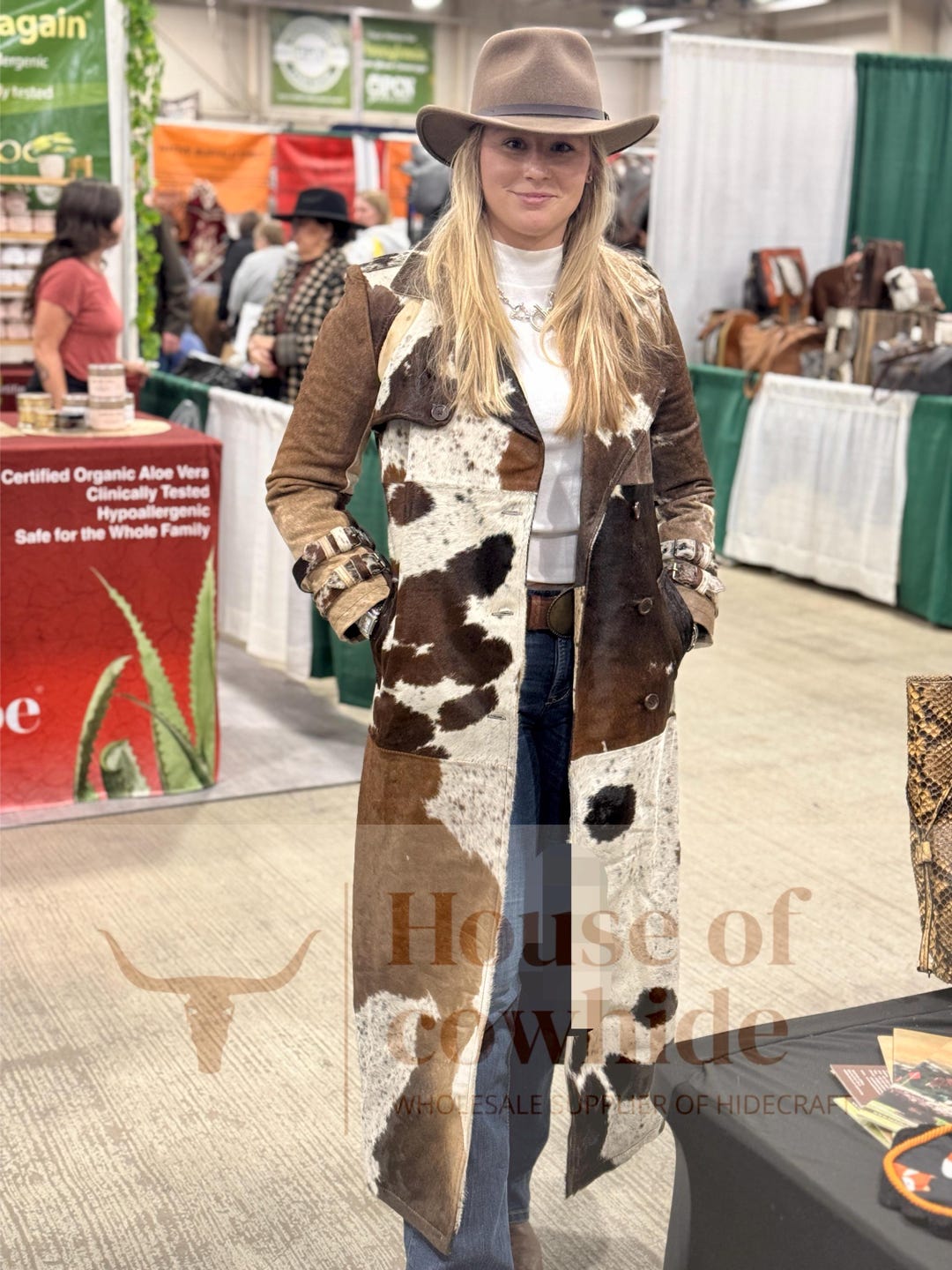 Luxury Style Original Cow Skin Handmade Real Cowhide Trench Coat | Long ...