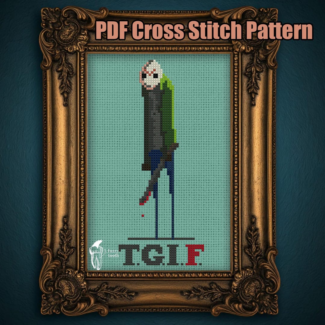 TGIF Jason Cross Stitch Pattern (digital PDF): Bitty Baddies Horror ...