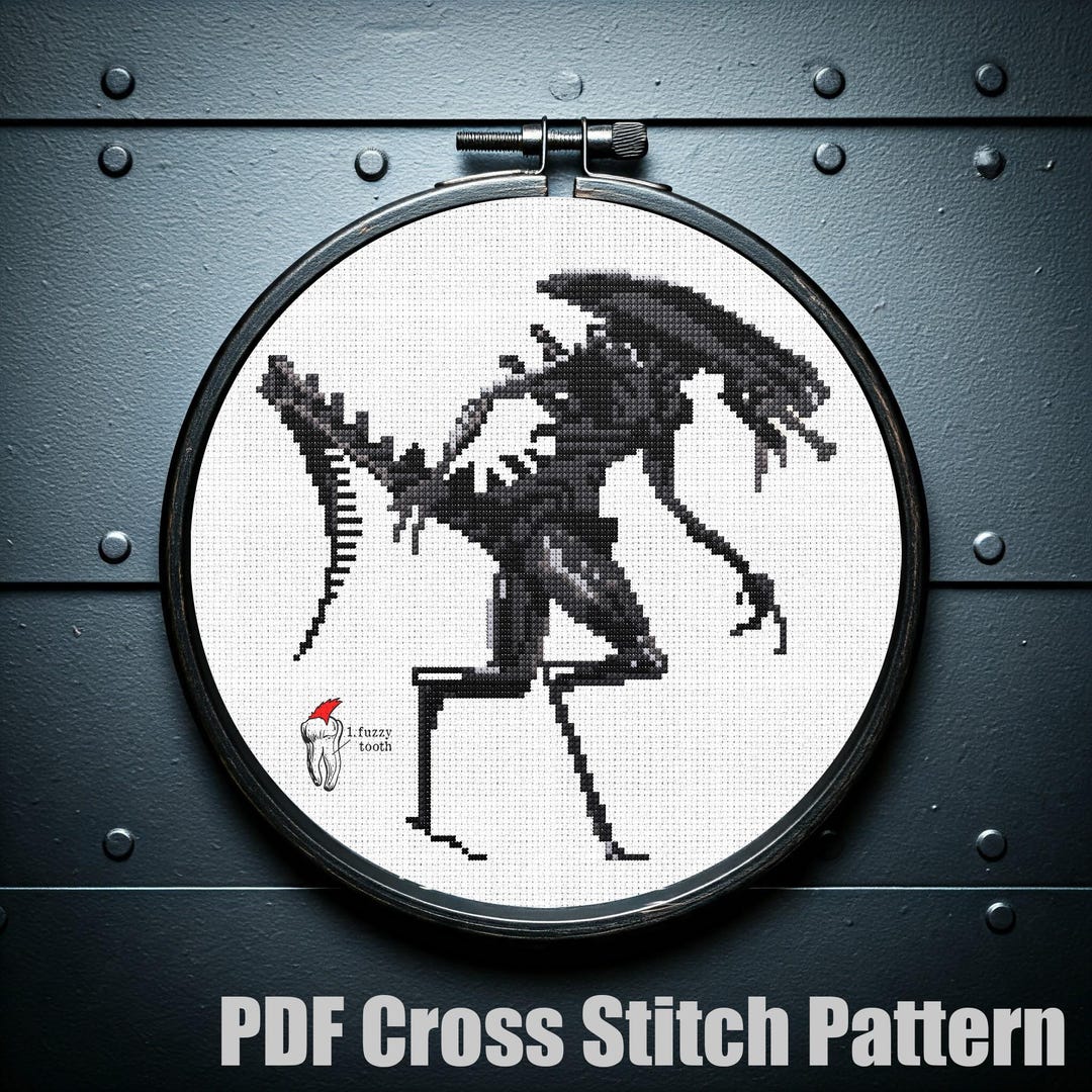 Xenomorph Alien Cross Stitch Pattern (digital PDF): Bitty Baddies ...