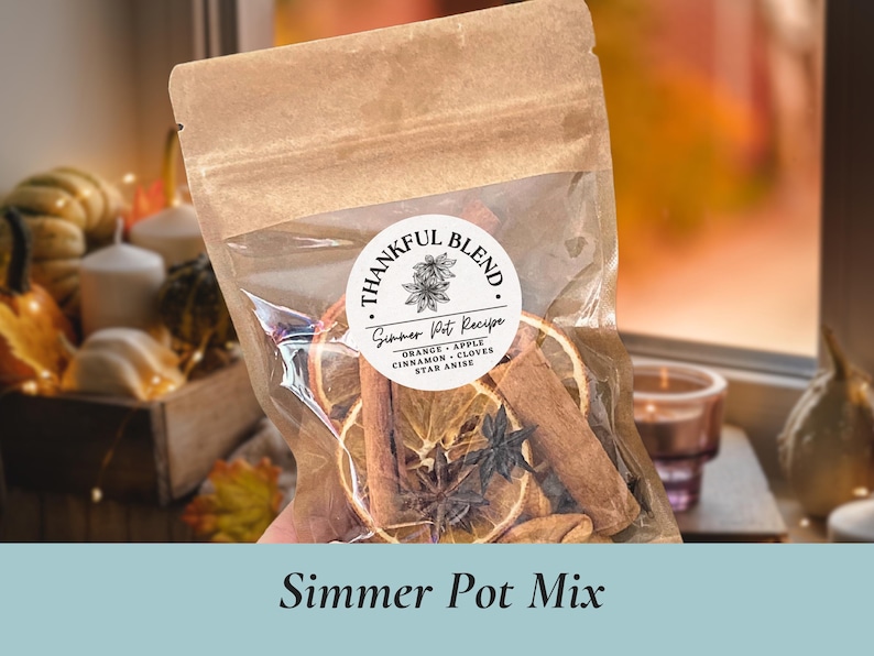 Fall Simmer Pot Recipe Mix Kit Thankful Simmering Seasonal Spices Bulk ...