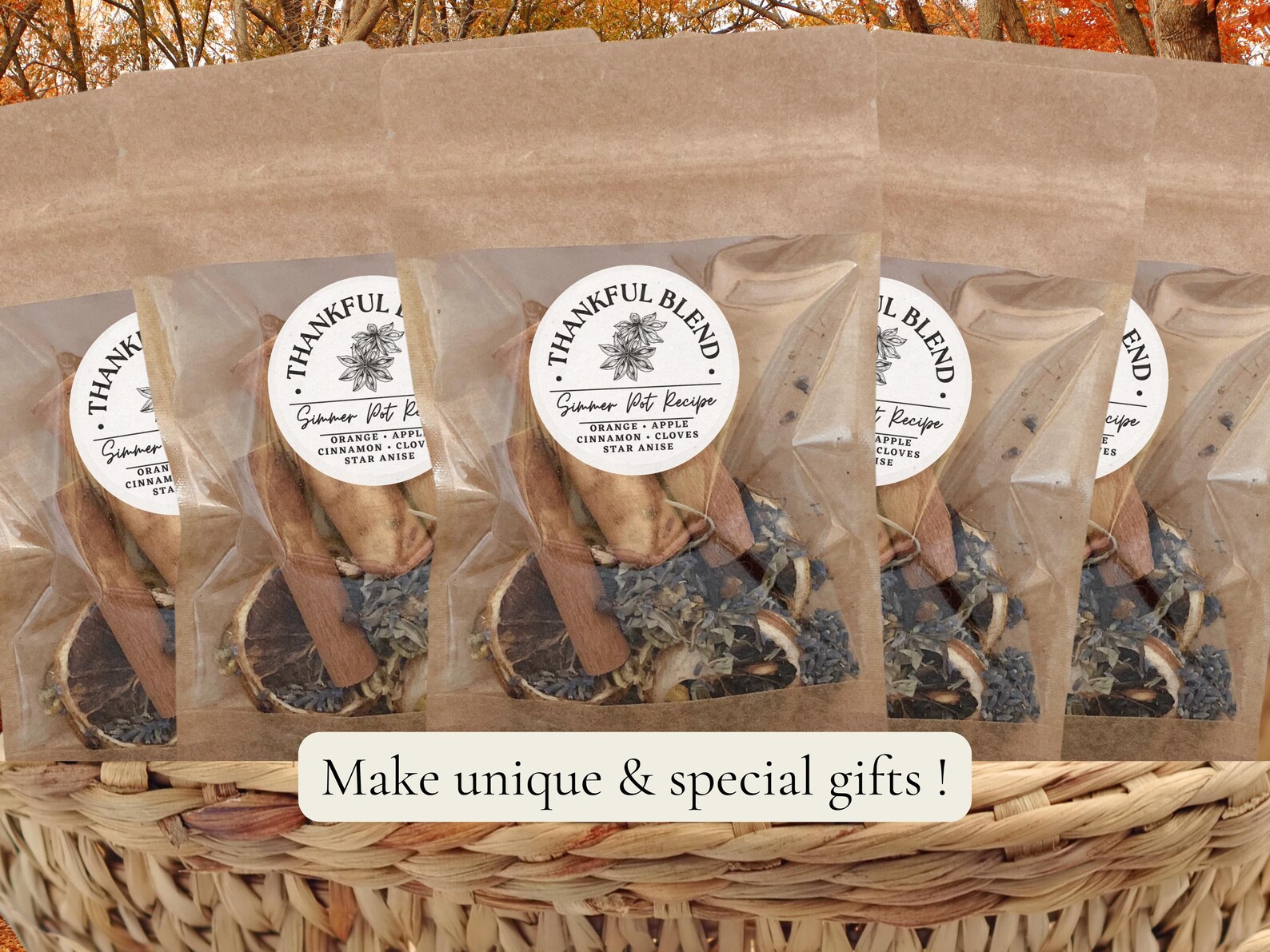 Fall Simmer Pot Recipe Mix Kit Thankful Simmering Seasonal Spices Bulk ...