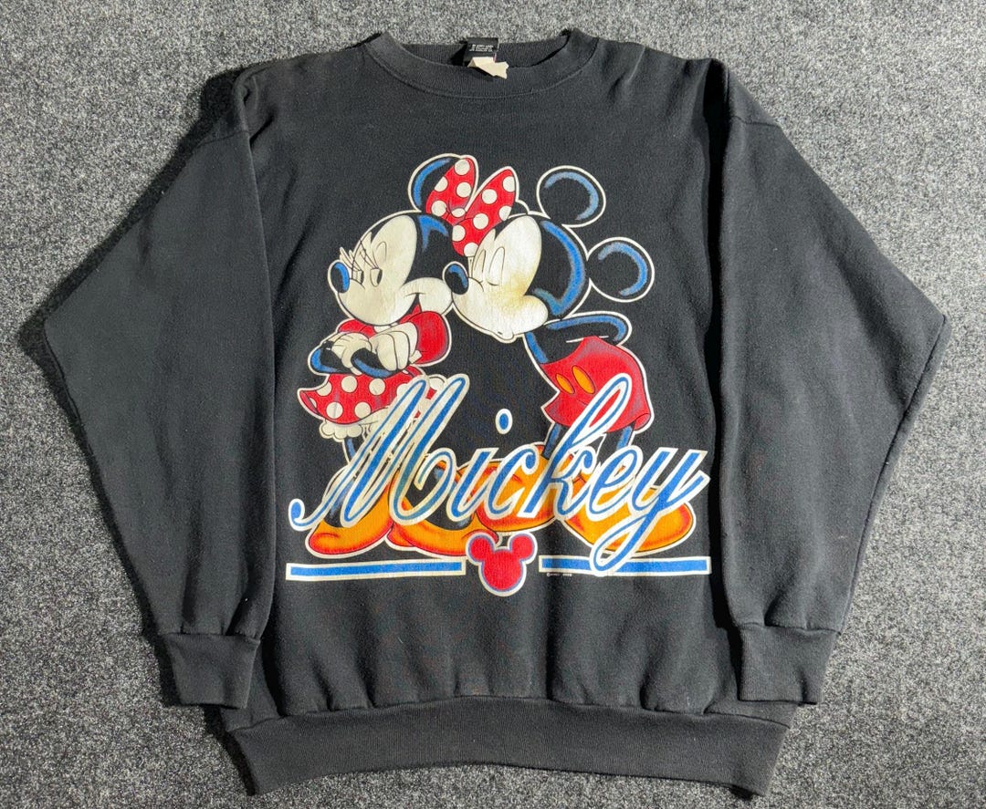 Vintage 90s Mickey Mouse Minnie Mouse Black Sweatshirt Size XL Disney ...