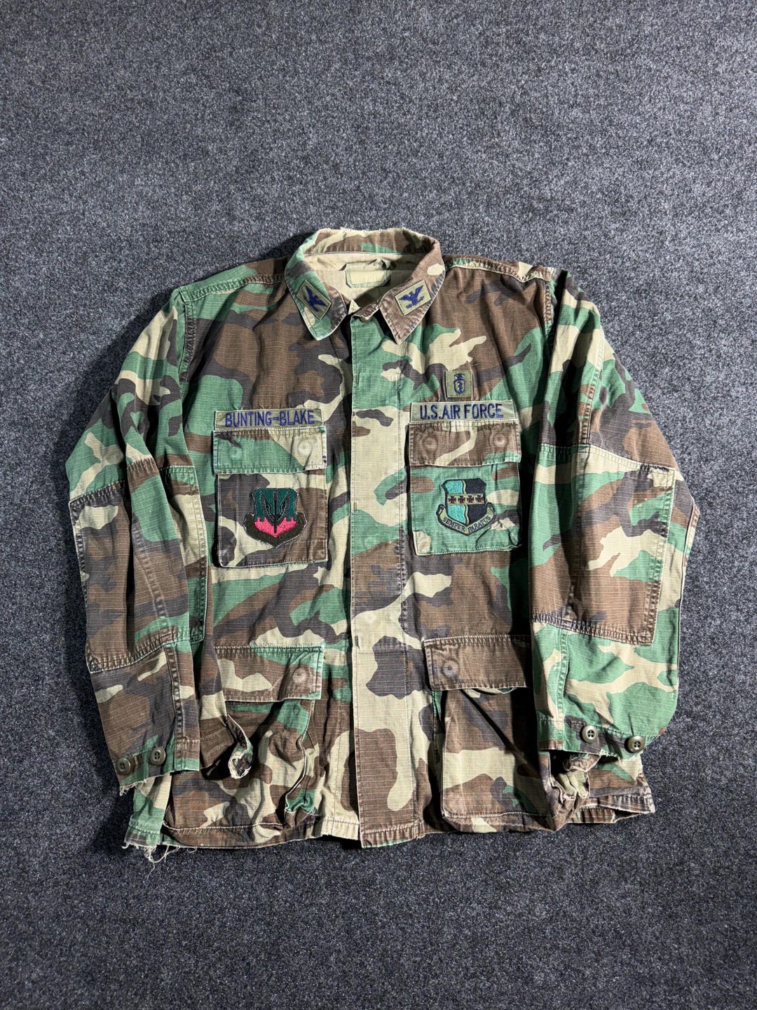 Vintage 80s 90s Air Force Camo Button Down Colonel Shirt Fits Large ...