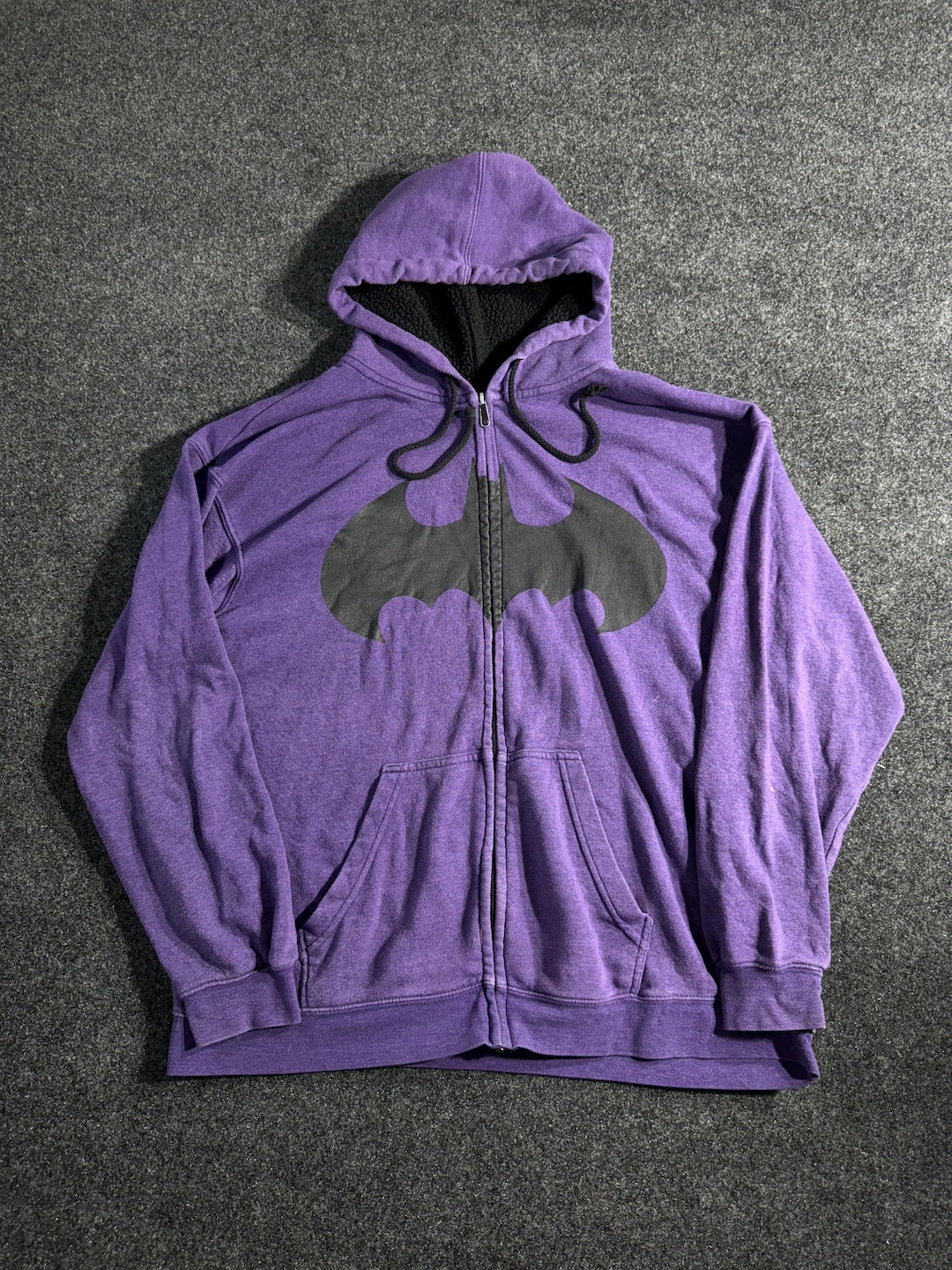 Vintage Y2K Batman Logo Zip up Hoodie Size L Purple DC Comics Rare - Etsy