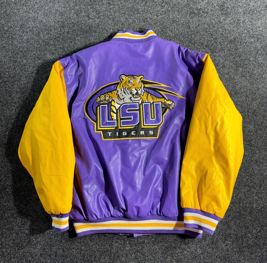 Vintage LSU Tigers Bomber Letterman Jacket Size Medium Steve and Barrys ...