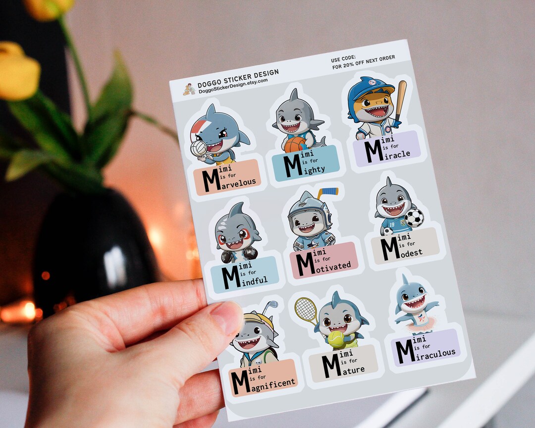 Personalized Baby Shark Stickers for Kids, Educational Waterproof ...