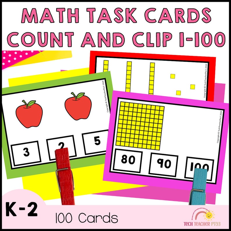 Count and Clip Number Cards 1-100 Kindergarten and First Grade Math - Etsy