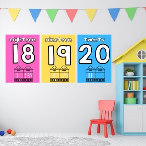 Number Posters 1 to 20 Tens Frames and Place Value - Etsy